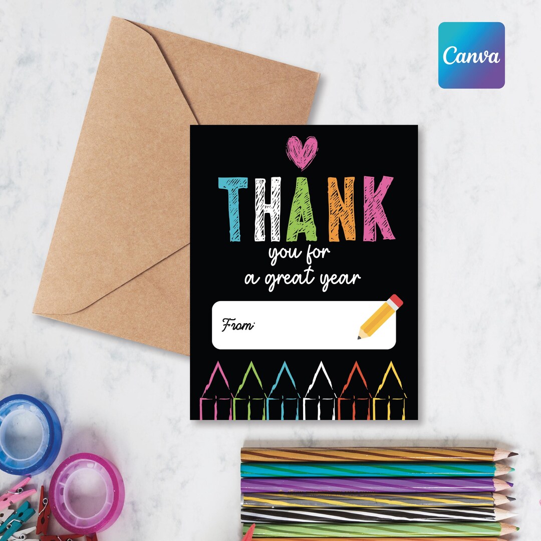 Teacher Appreciation Card Printable Chalkboard Card Teacher Thank You ...