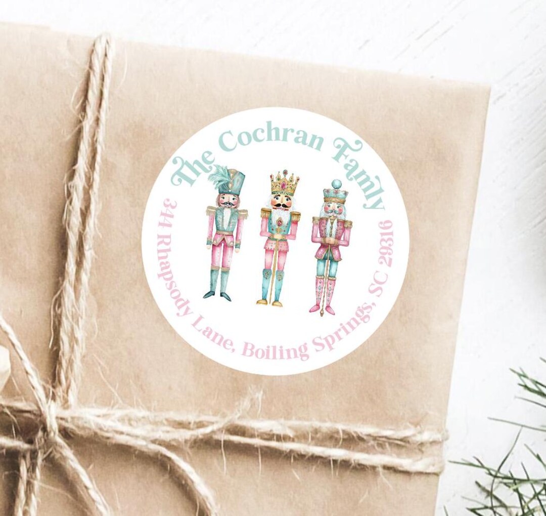 Coquette Pink Nutcracker Return Address Label Watercolor Pick Christmas ...