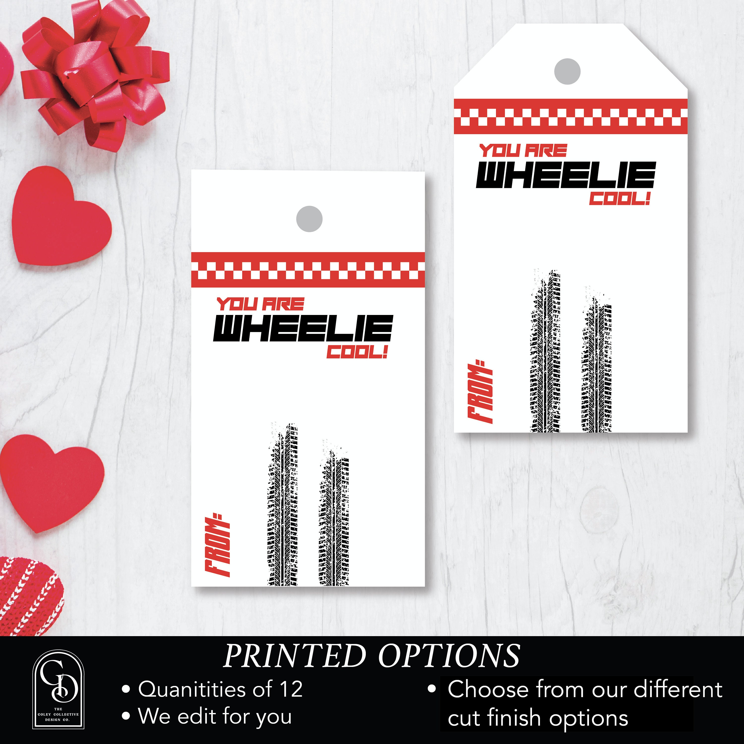 Custom Race Car Valentines Tag Printable Wheelie Cool Valentine Tag Boy ...