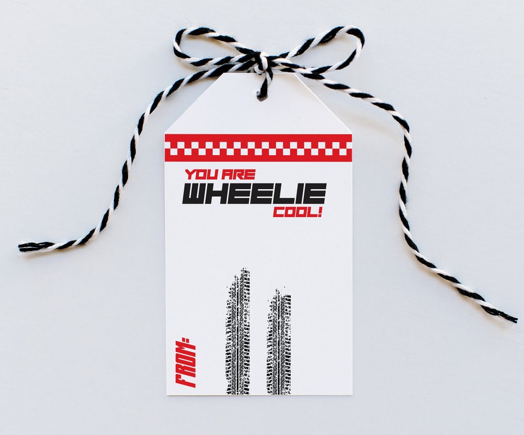 Custom Race Car Valentines Tag Printable Wheelie Cool Valentine Tag Boy ...