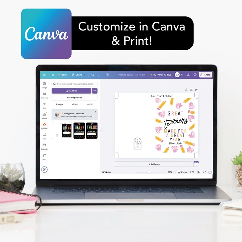 Editable Canva Teacher Thank You Card Great Teachers Make a Great Year ...