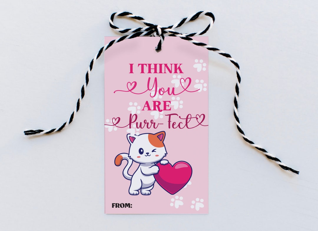 Instant Download Cat Valentine Day Printable You Are Purrfect Valentine ...