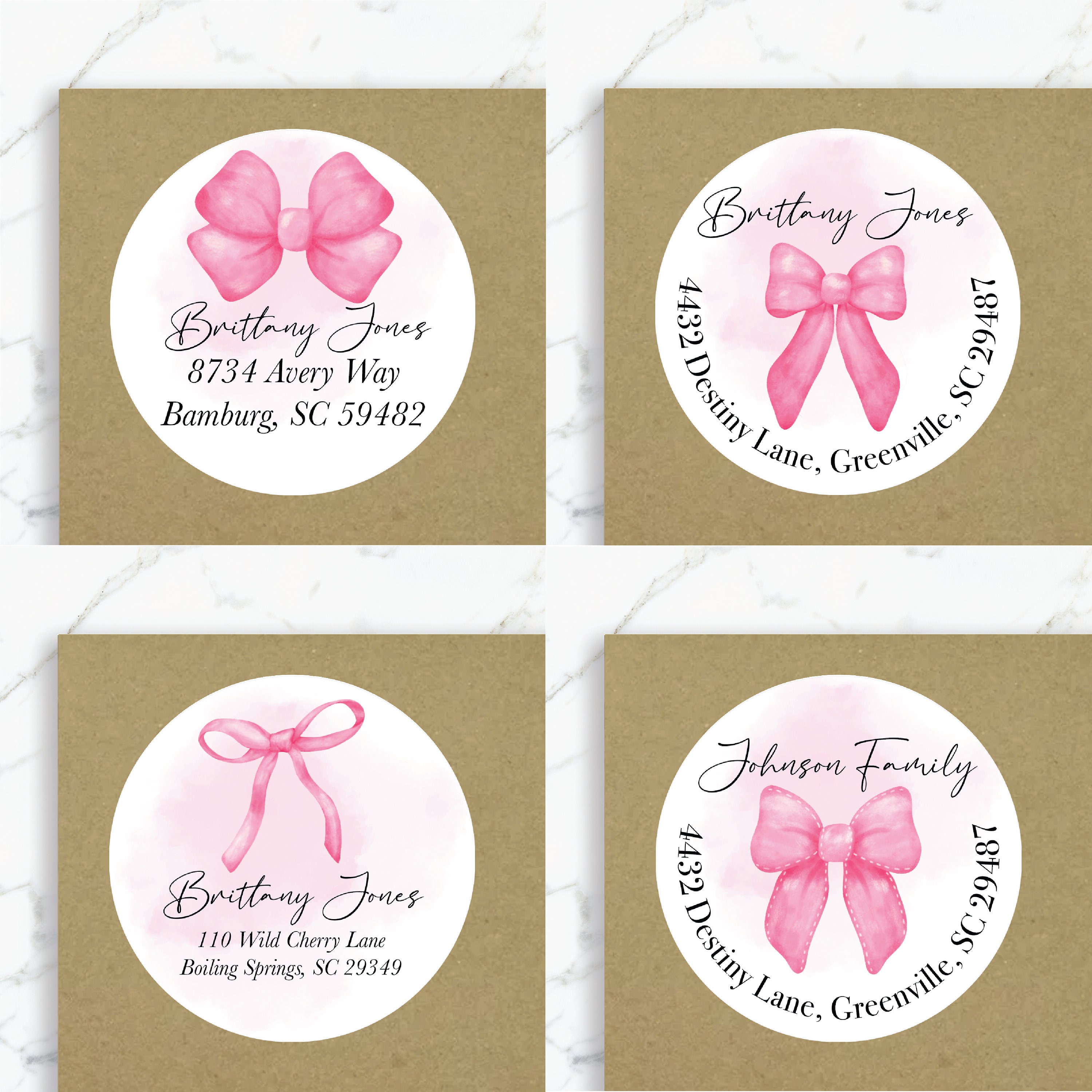 Coquette Pink Bow Return Address Label Girl Baby Shower Customized ...