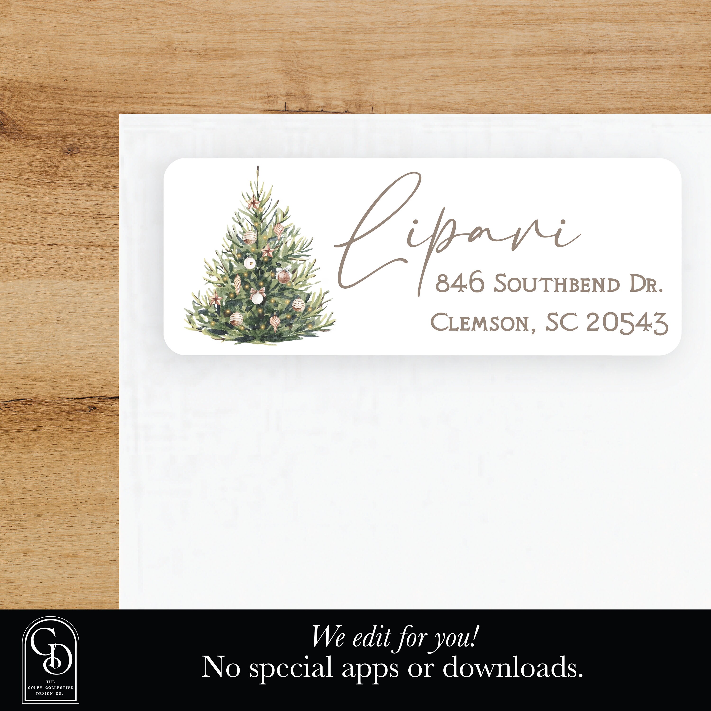 Elegant Christmas Tree Address Label Custom Watercolor Christmas Tree ...