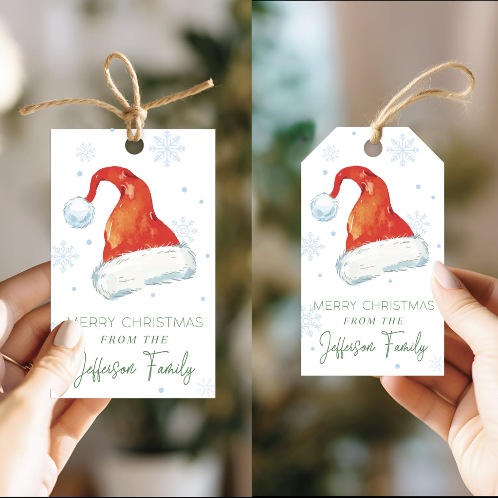 Personalized Santa Hat Gift Tag Holiday Gift Tag Santa Christmas Tag ...