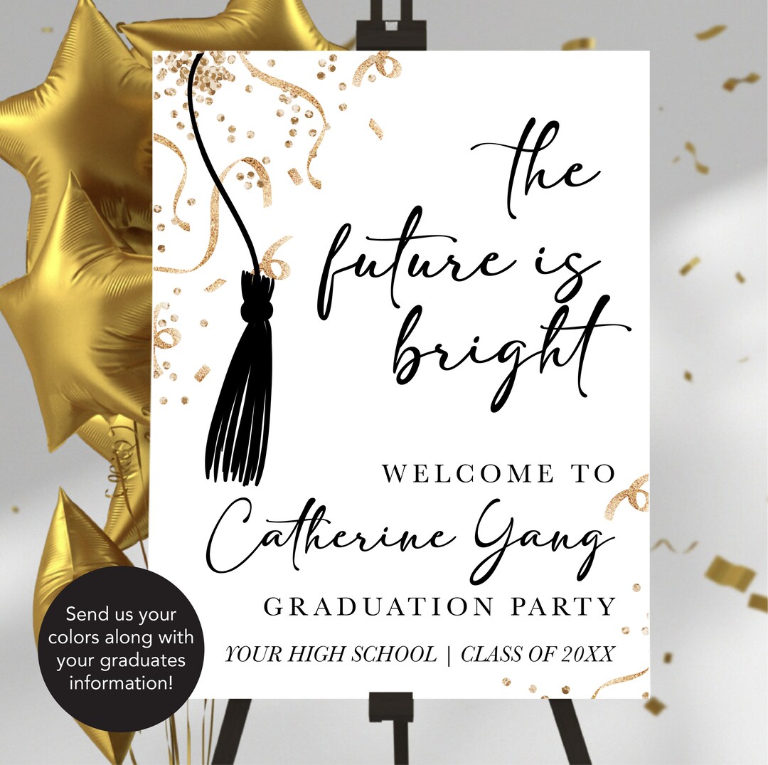 Black and Gold Tassel Graduation Welcome Sign Foam Board Black - Etsy