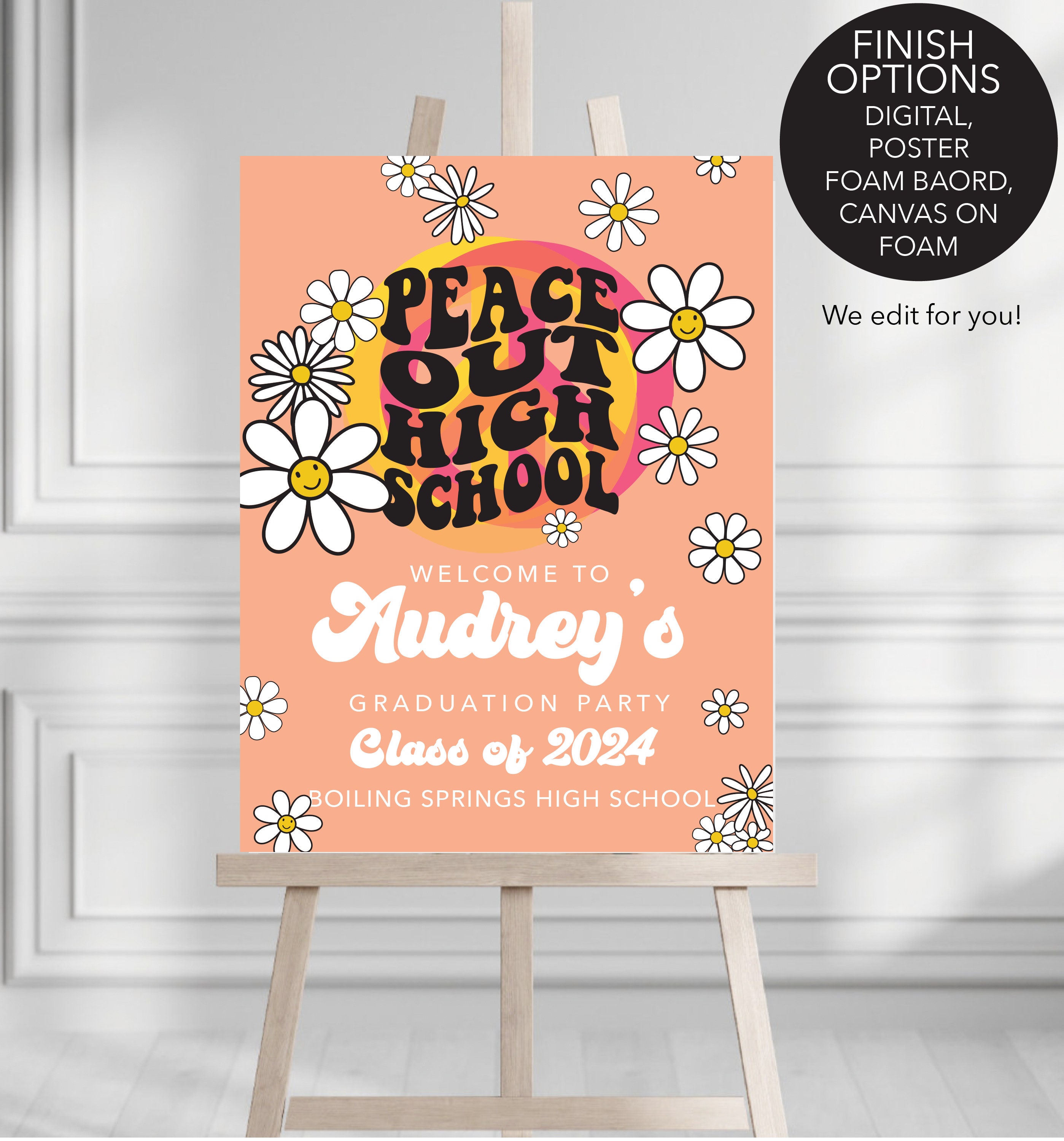 Peace Out High School Graduation Sign for Girl Graduation Party Welcome ...