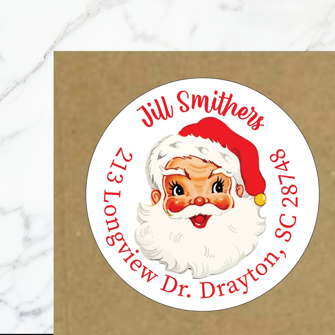 Jolly Old Saint Nick Return Address Label Vintage Santa Clause Custom ...