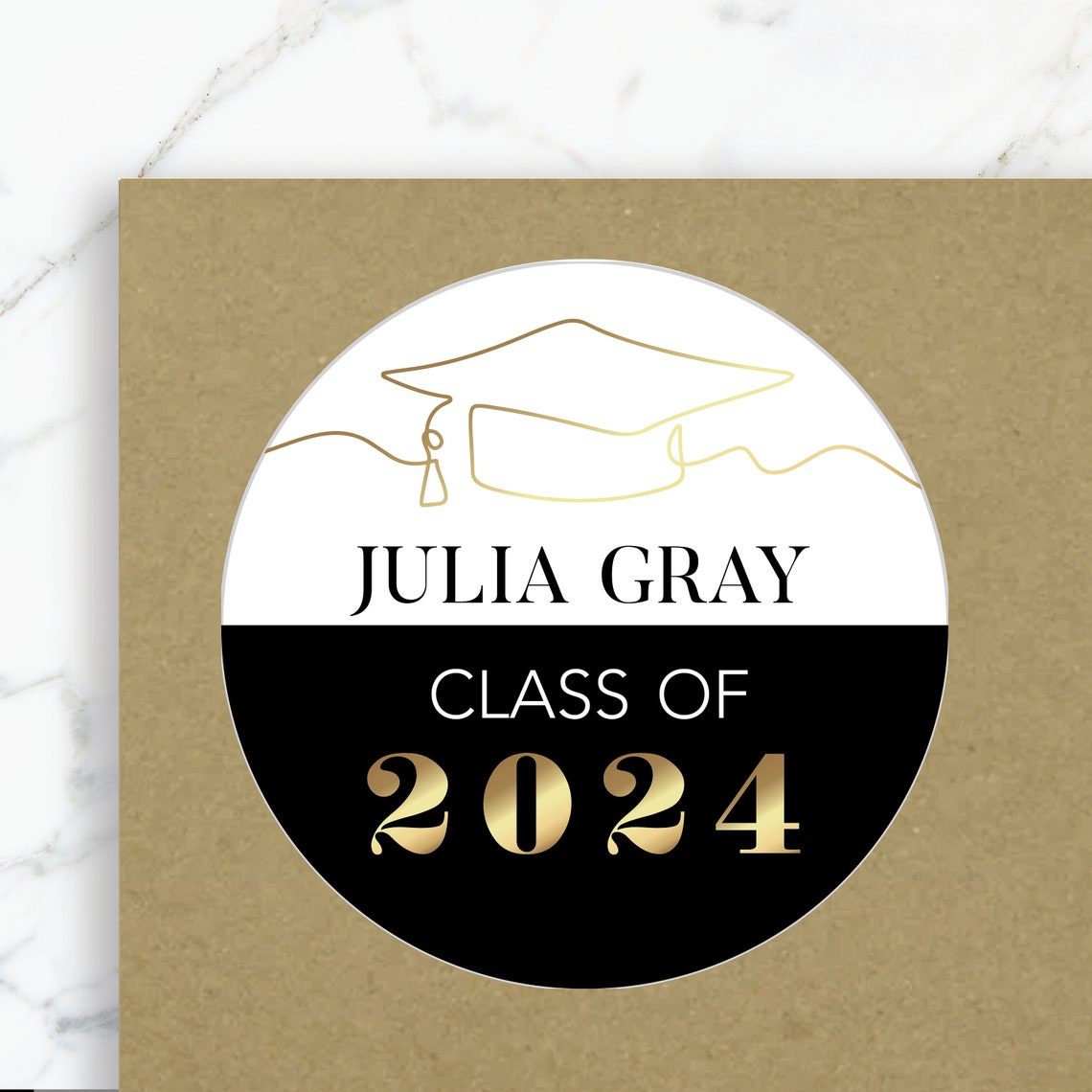 Black and Gold Personalized Graduation Label Customized Graduation ...