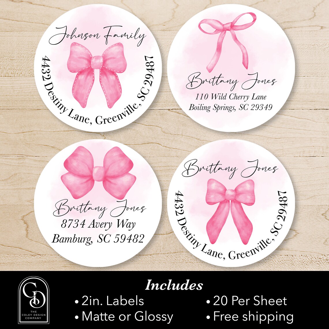 Coquette Pink Bow Return Address Label Girl Baby Shower Customized ...