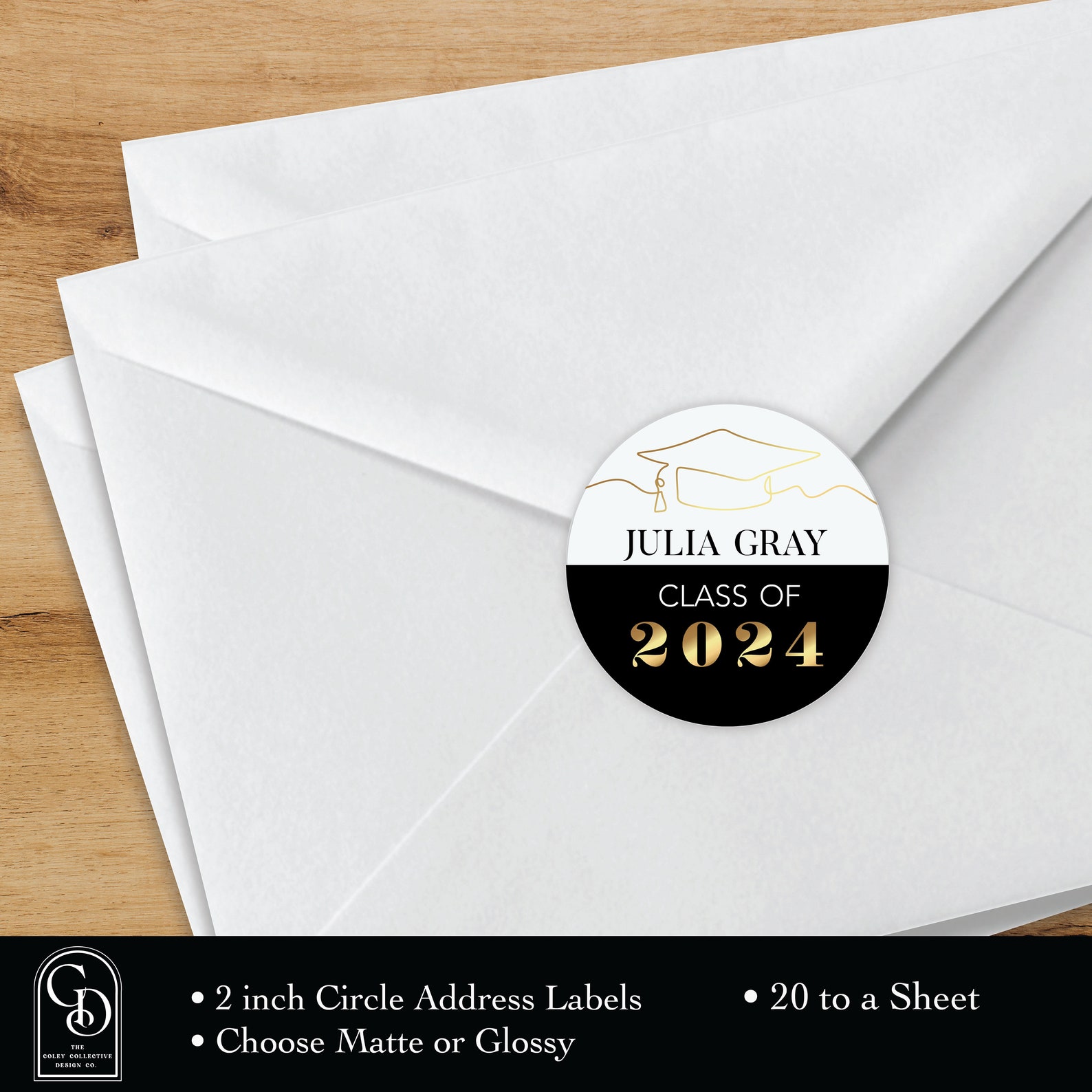 Black and Gold Personalized Graduation Label Customized Graduation ...