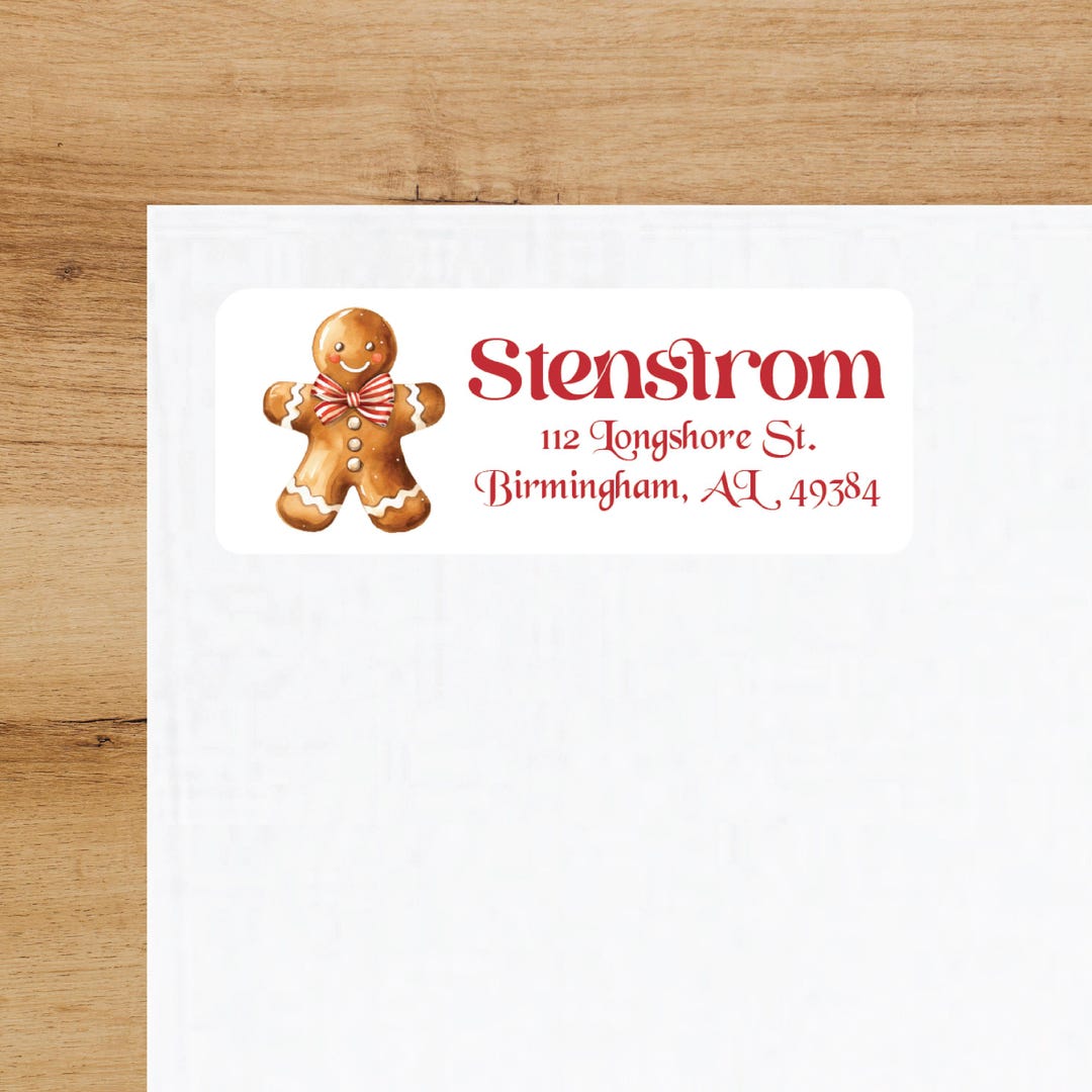 Gingerbread Man Holiday Return Address Label Traditional Christmas to ...