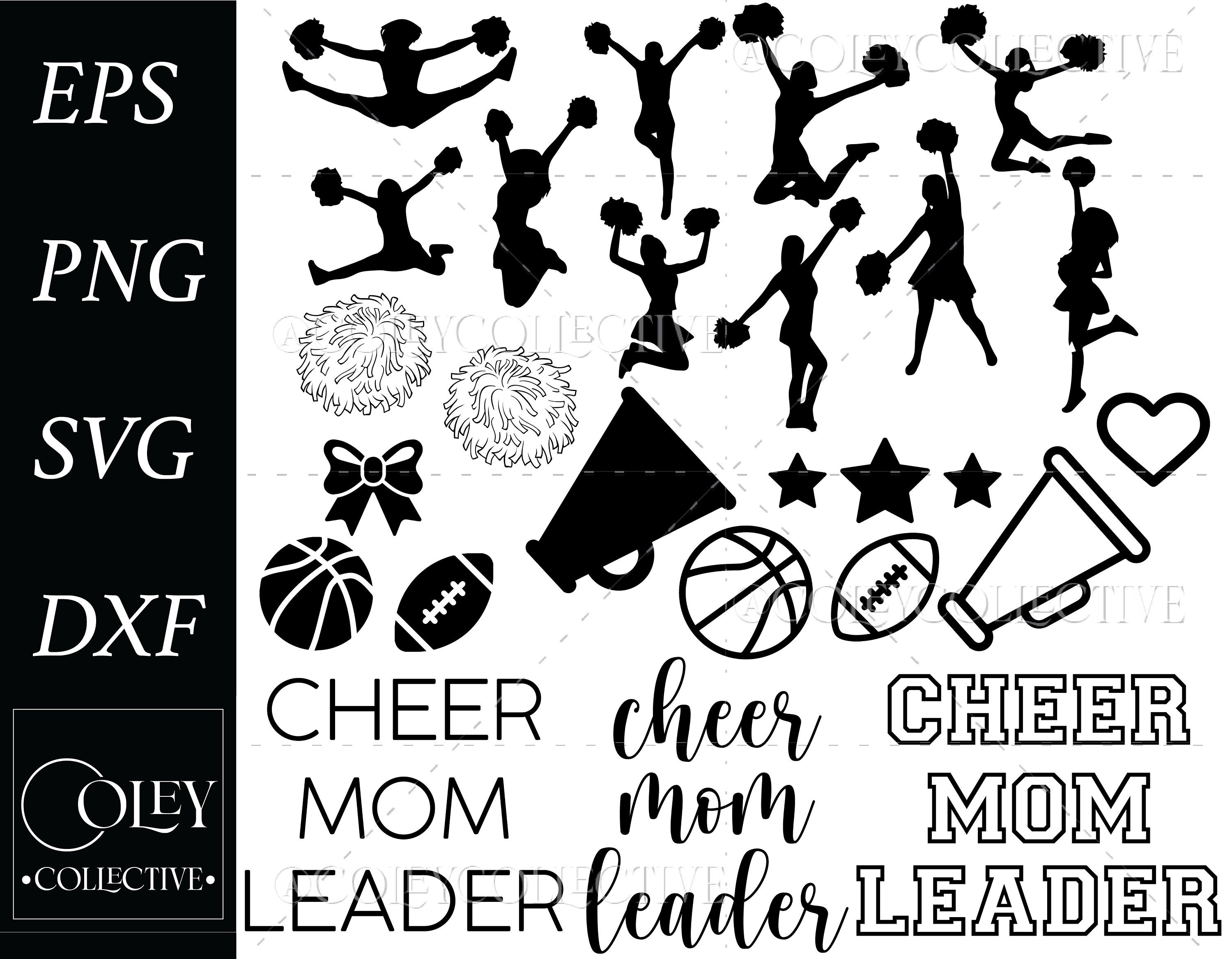 Cheerleader Silhouette SVG Bundle Cheerleader Mom Cut File Cheer Team ...