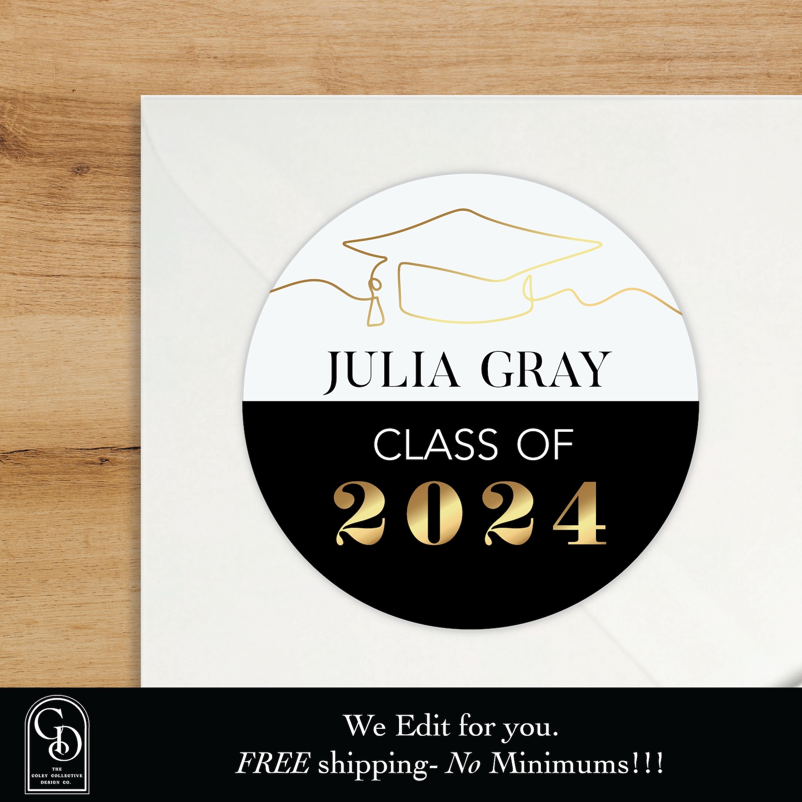 Black and Gold Personalized Graduation Label Customized Graduation ...