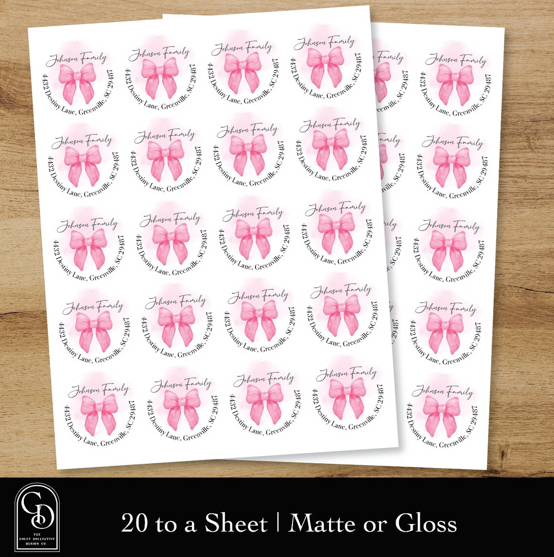 Coquette Pink Bow Return Address Label Girl Baby Shower Customized ...