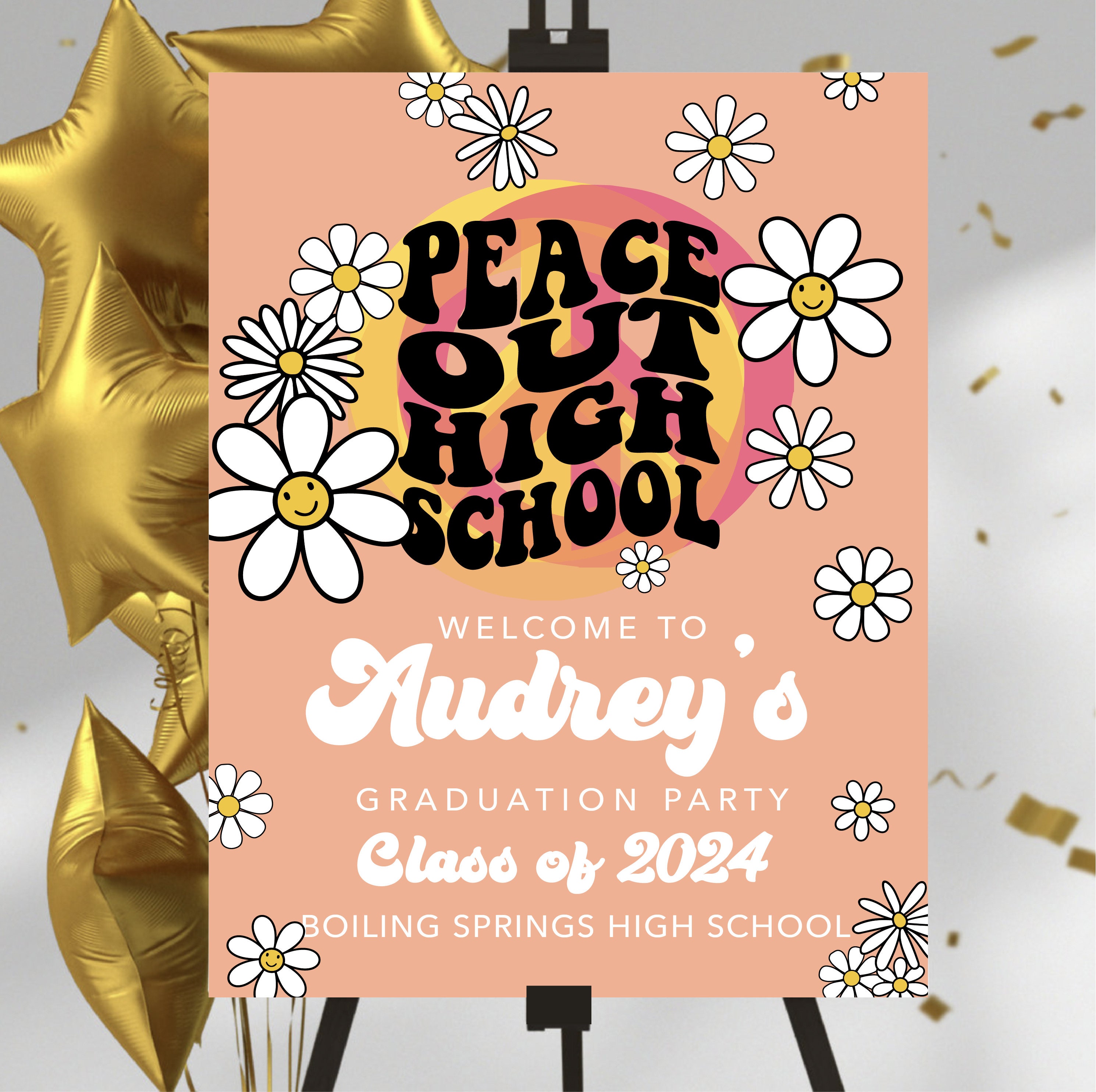Peace Out High School Graduation Sign for Girl Graduation Party Welcome ...