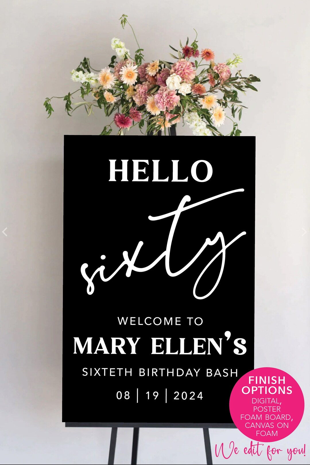 Mothers 60 Birthday Party Welcome Sign Fathers 70 Birthday Party Decor ...