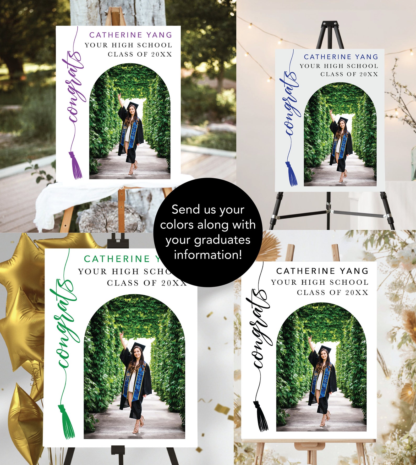 Custom Graduation Party Welcome Sign Graduation Photo and Tassel ...