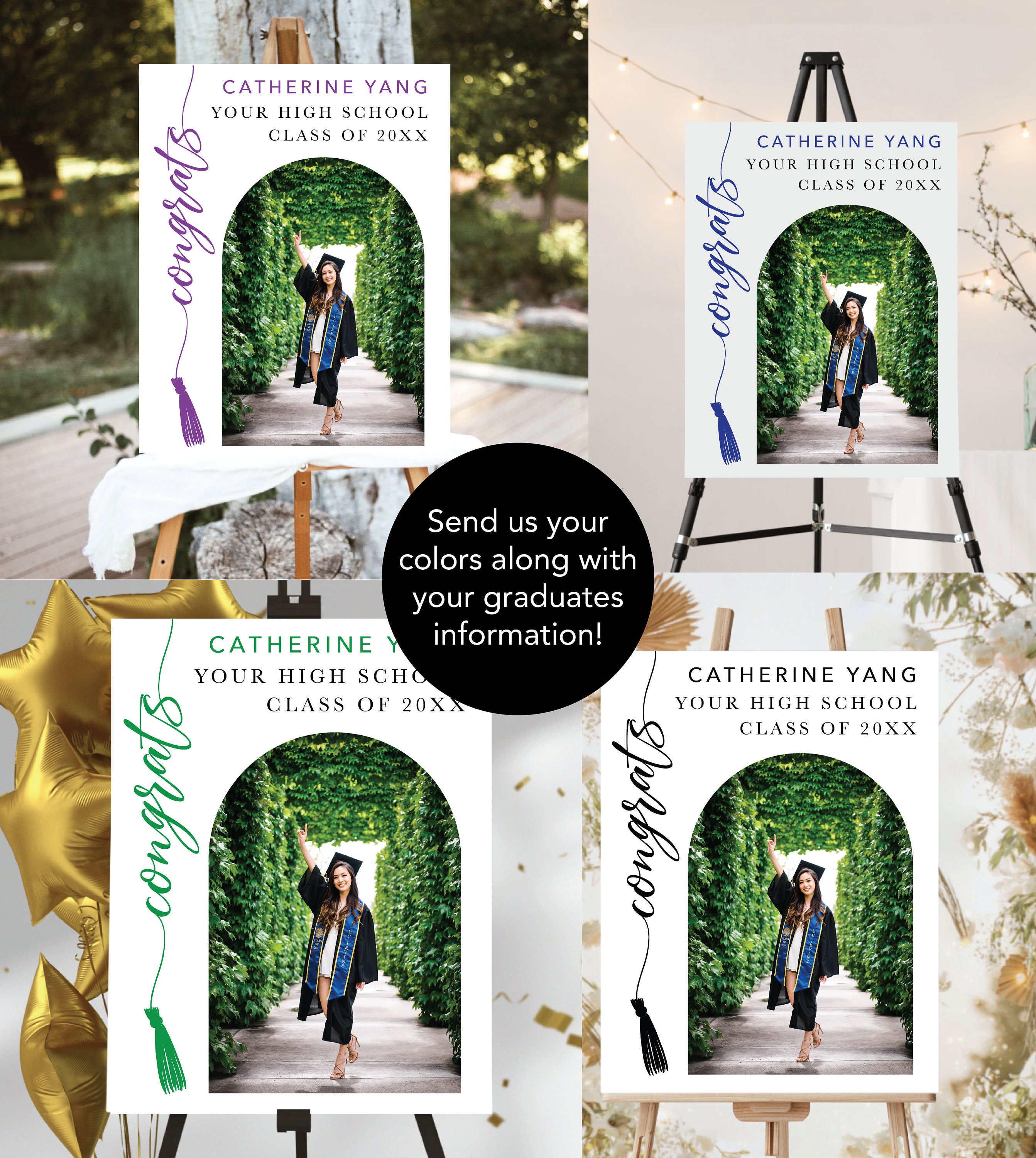 Custom Graduation Party Welcome Sign Graduation Photo and Tassel ...