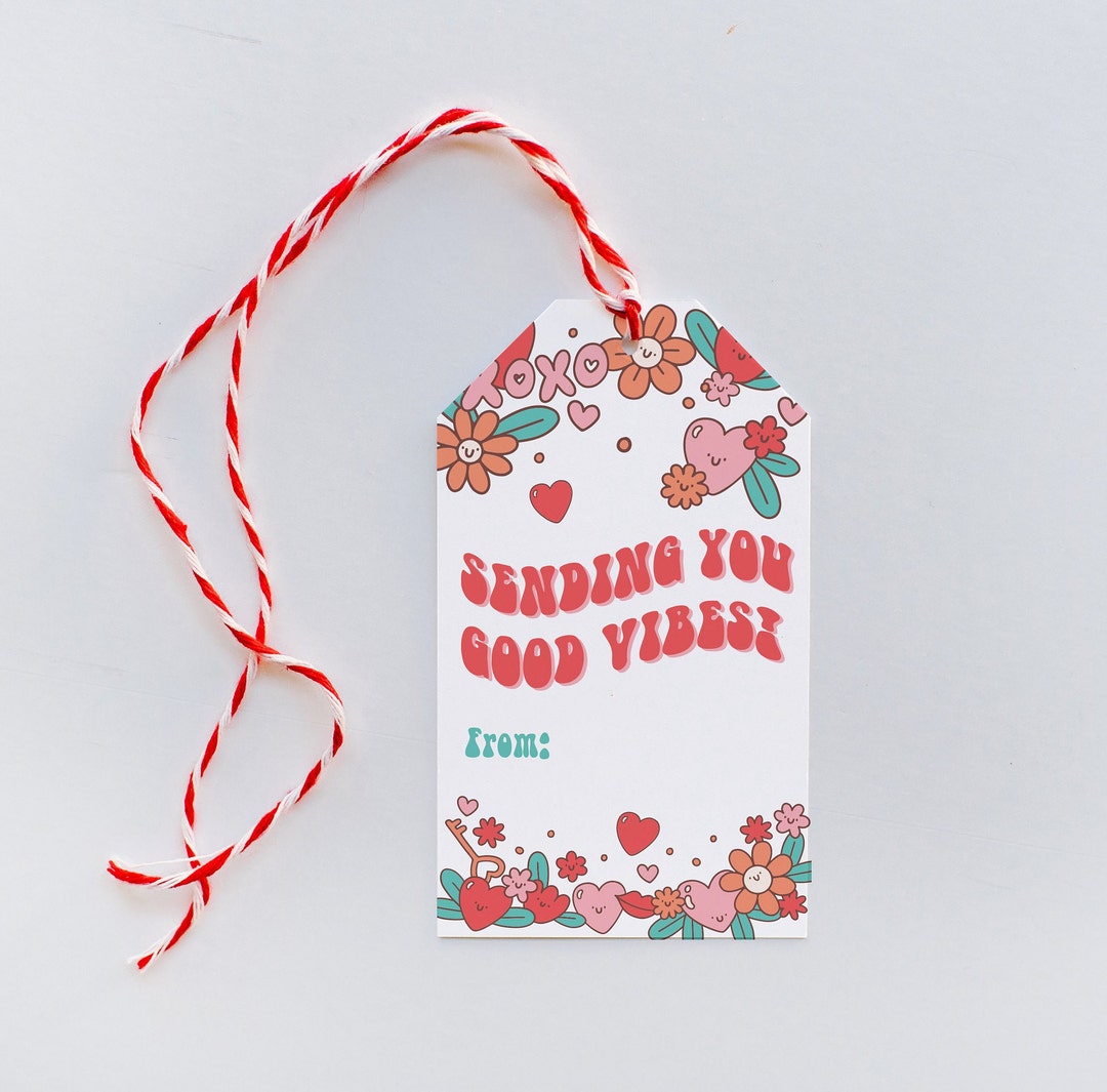 Groovy Valentine Tag Printable Retro Floral Party Favor Editable Groovy ...