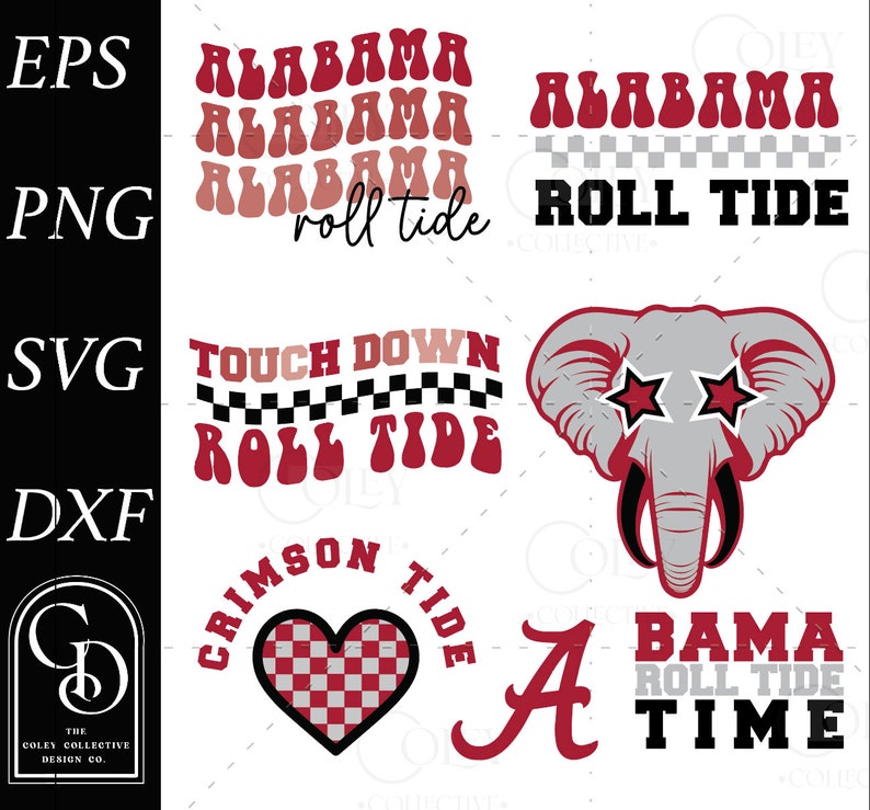 Alabama Roll Tide Png Bundle Alabama Football Png Crimson Roll Tide Svg ...