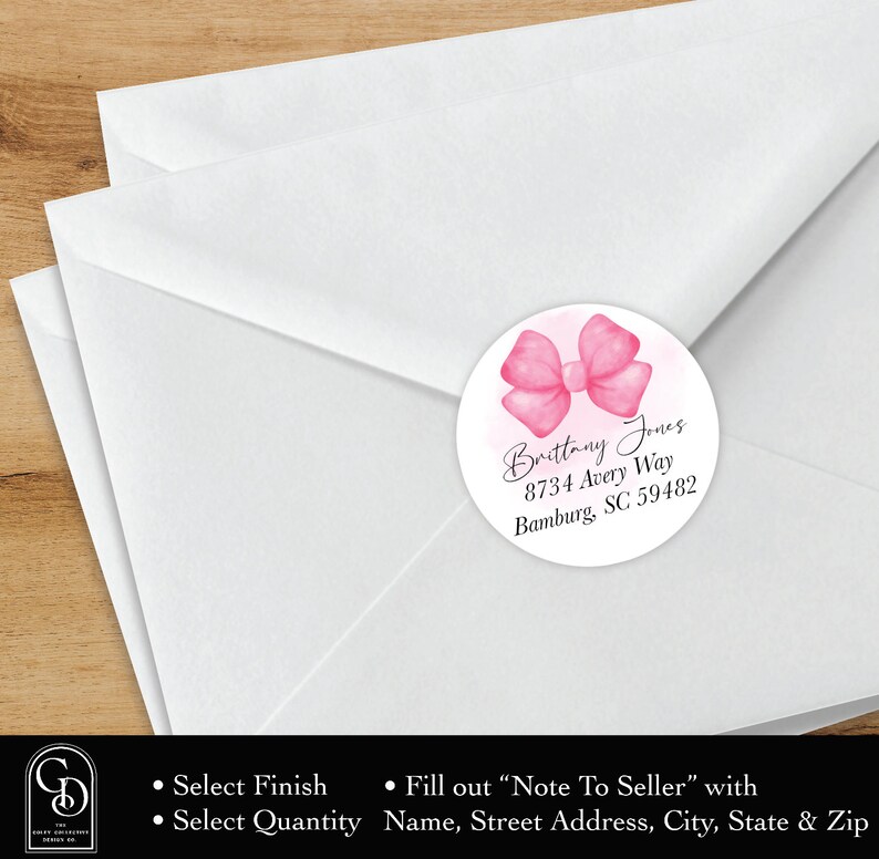 Coquette Pink Bow Return Address Label Girl Baby Shower Customized ...