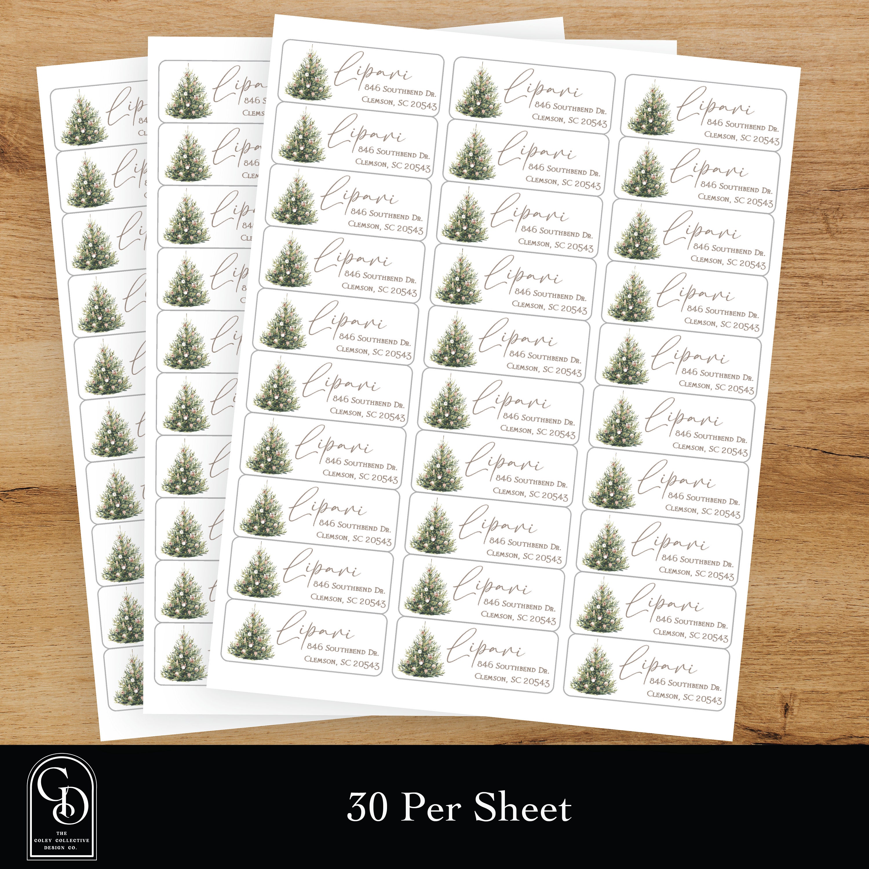 Elegant Christmas Tree Address Label Custom Watercolor Christmas Tree ...