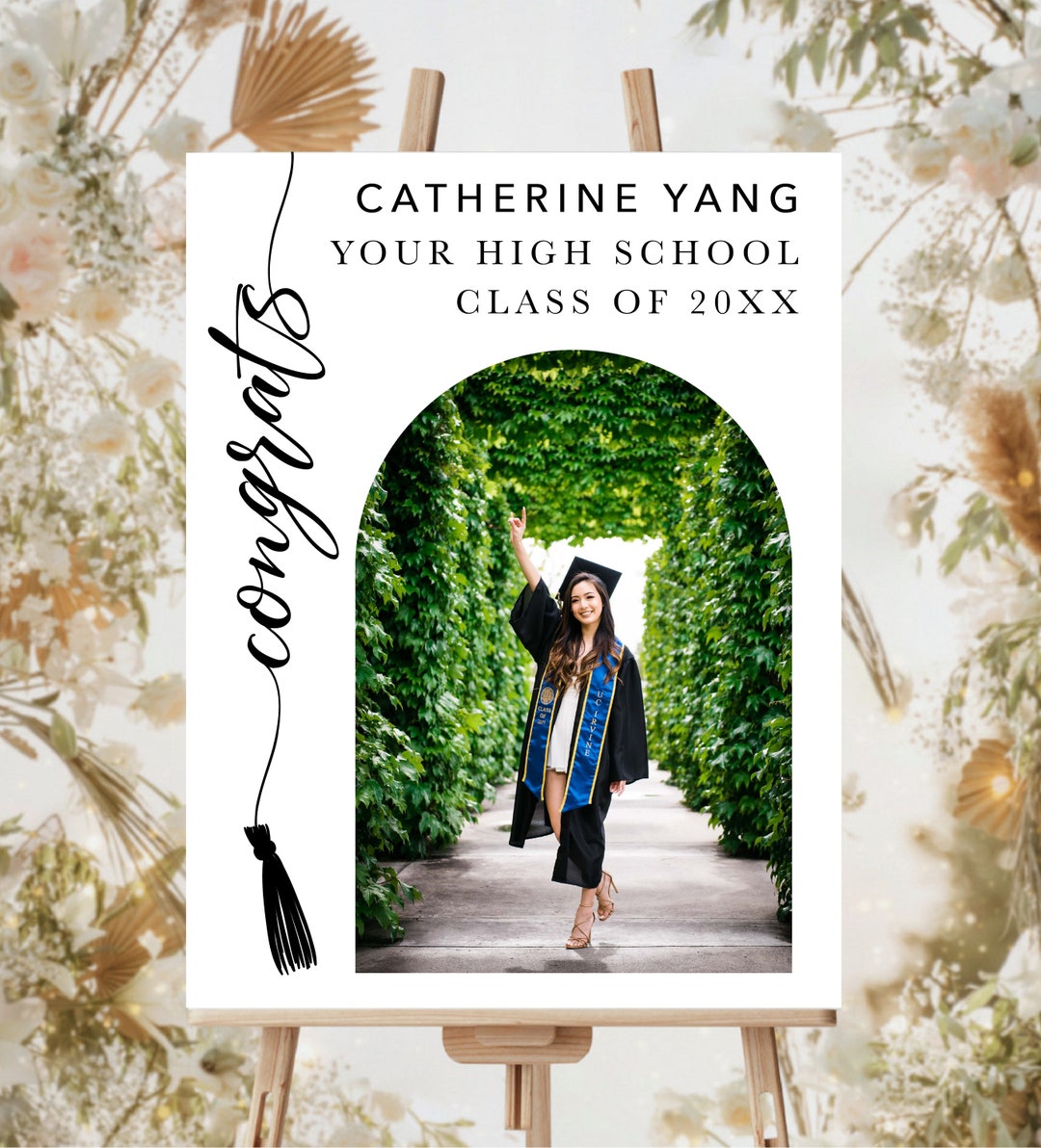 Custom Graduation Party Welcome Sign Graduation Photo and Tassel ...