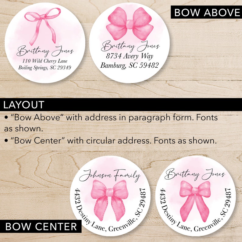 Coquette Pink Bow Return Address Label Girl Baby Shower Customized ...