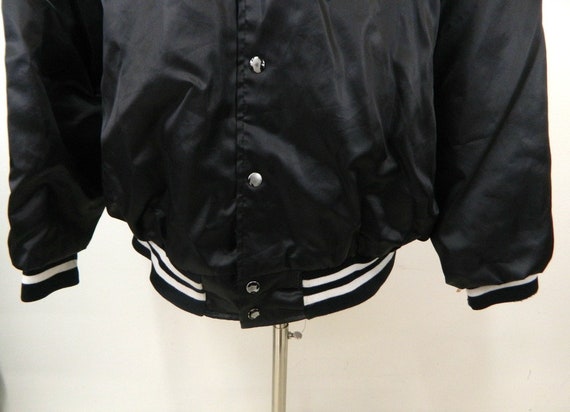 1970s Men's Satin Bomber Jacket...Black Jukebox Vendi… - Gem