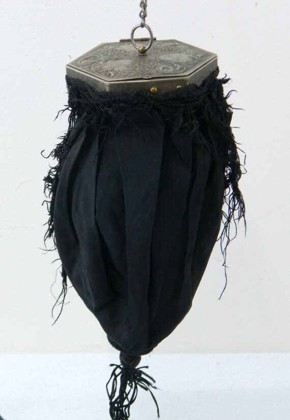 Black Victorian Reticule ... Antique Mourning Purse, … - Gem