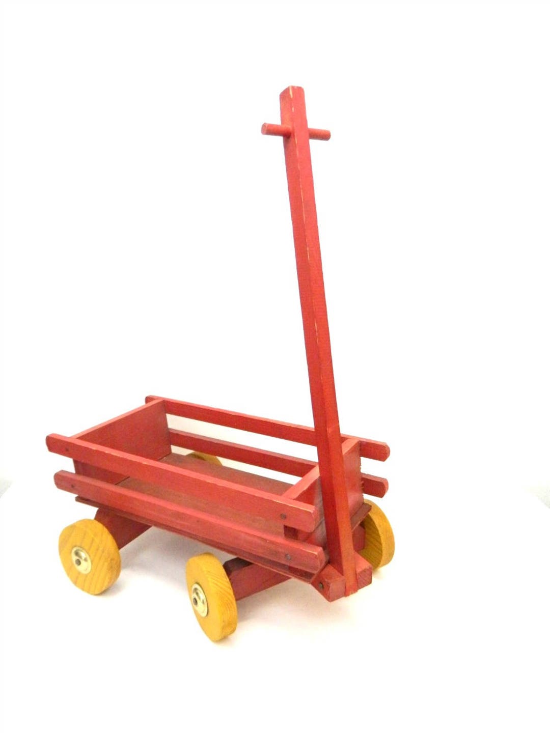 Primitive Red Wagon Toy ... Children's Wood Rolling Wagon Toy ... Pull ...