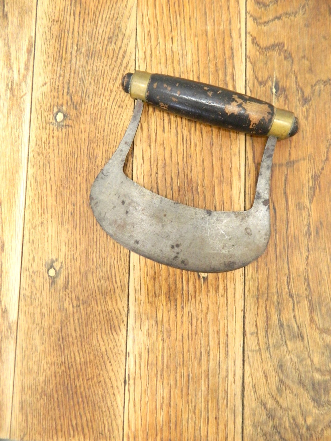 Vintage Wood Handled Food Chopper ... Mincer .. .scraper Tool ... Black ...