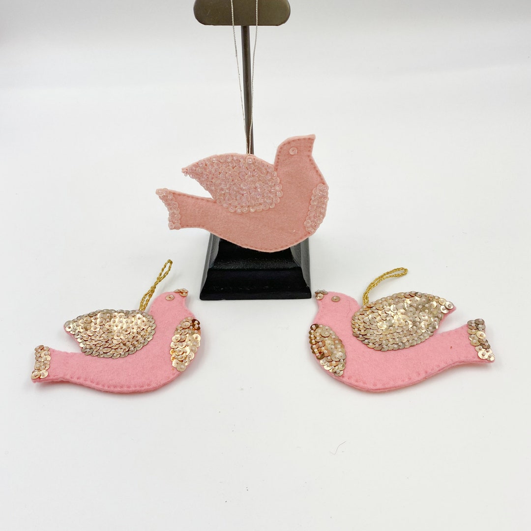 3 Pink Songbird Handmade Christmas Ornaments - Etsy