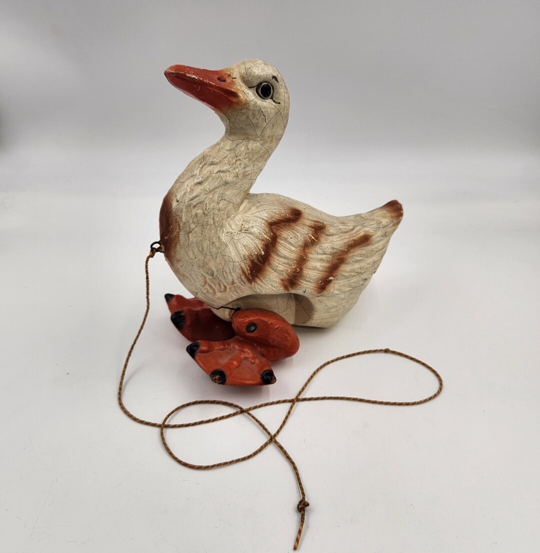 Vintage 1930's Composition Papier Mache Waddling Duck Goose Pull Toy - Etsy