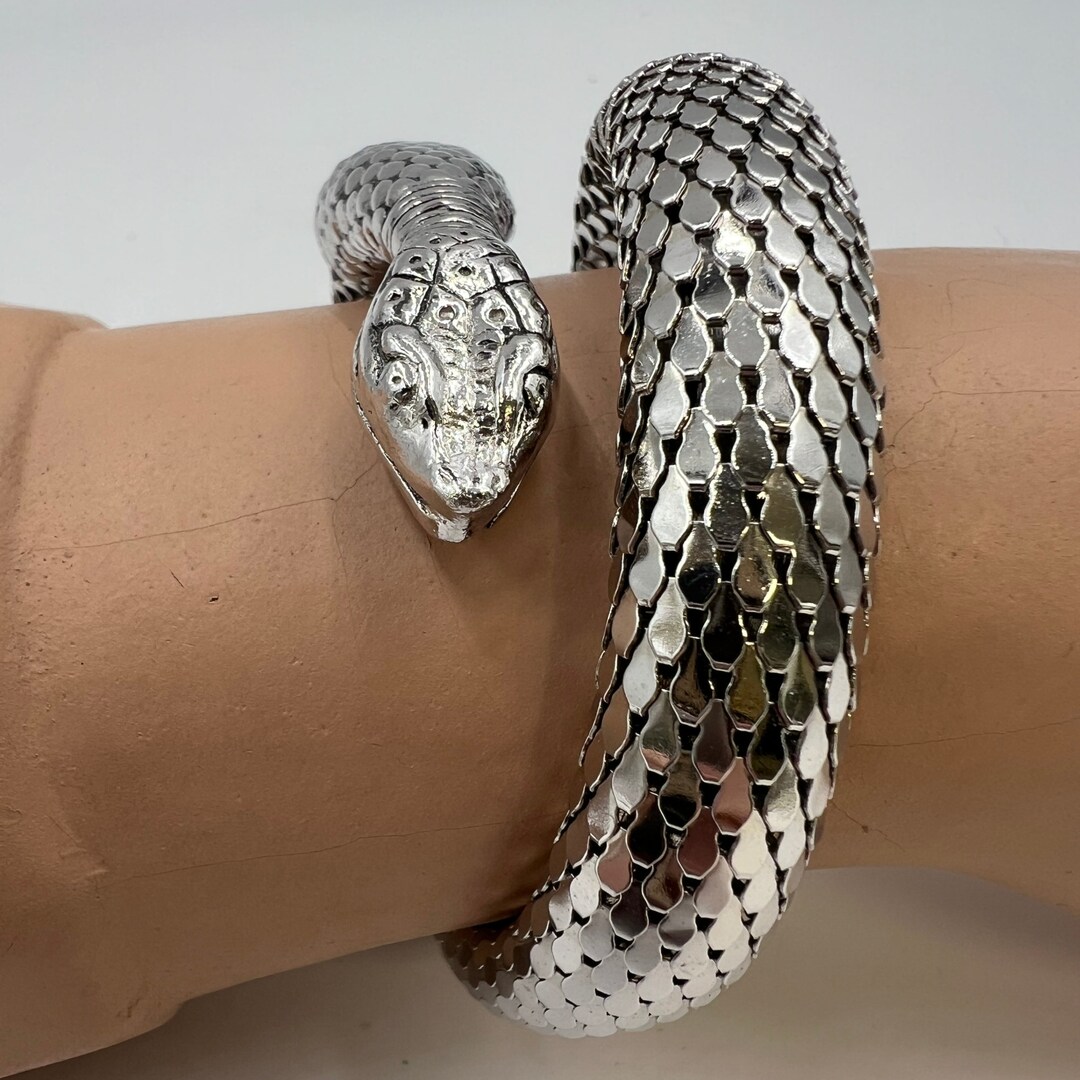 Vintage Unmarked Whiting Davis Silver Mesh Snake Bracelet 1960s ...