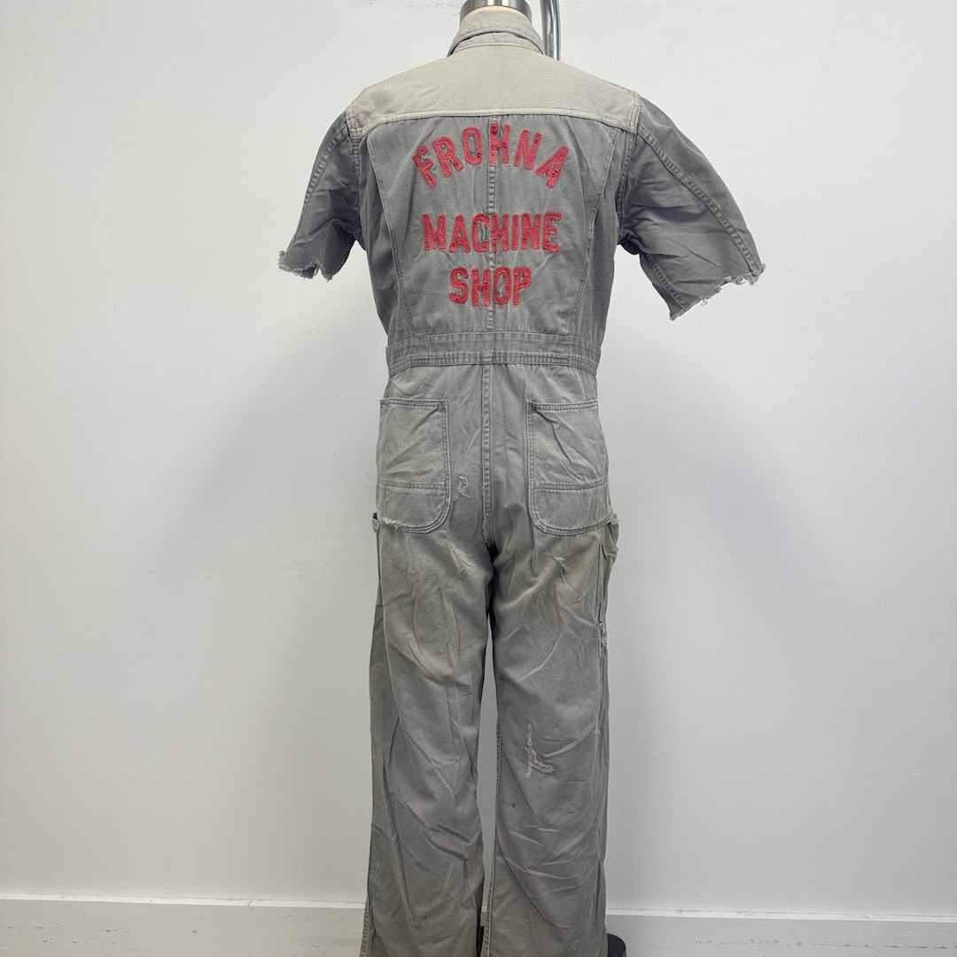 Vintage Coveralls 60s Mechanics Uniform bob Two Tone Gray With Red ...