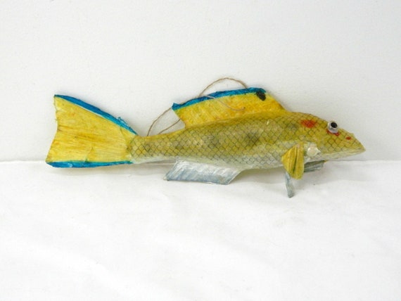 Vintage Faux Fish ... Decoupage Fish Model ... Bright Yellow | Etsy