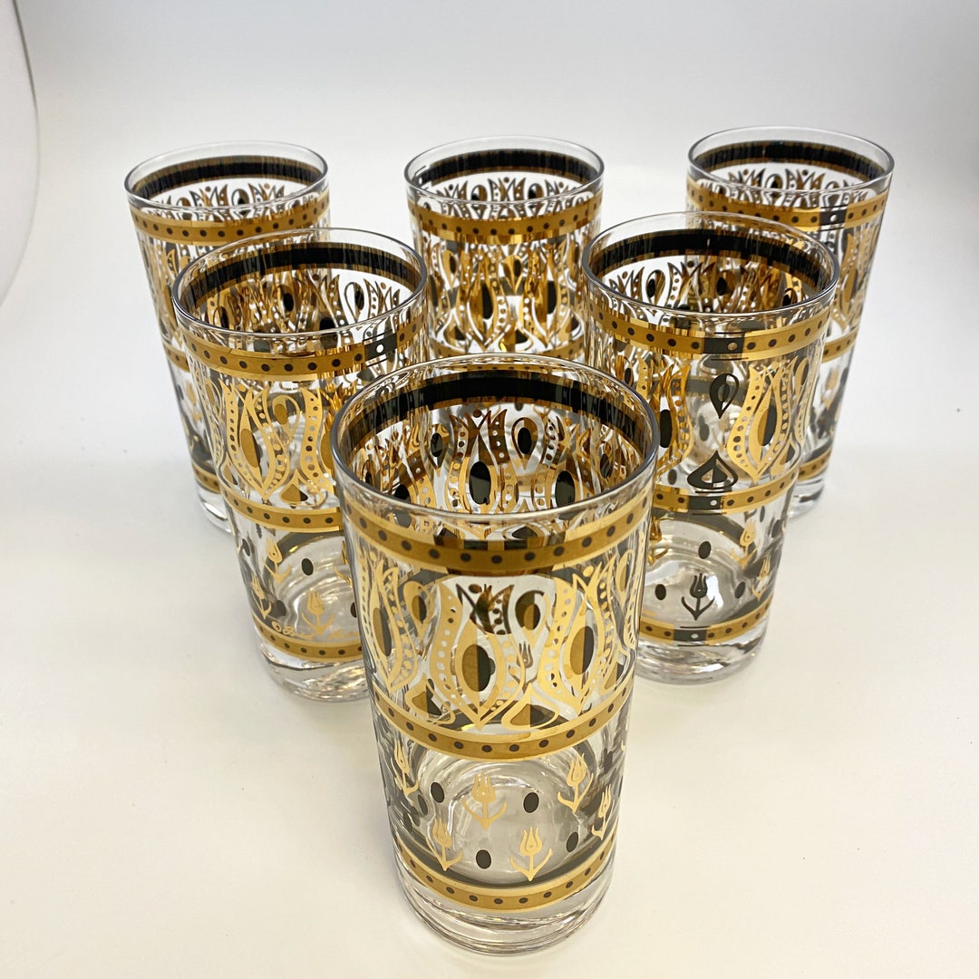 Vintage Fred Press 1950s 60s 12 Ounce Cocktail Black and Gold Bar ...