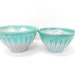 Vintage Drip Pottery Bowls...pair of 2 Matching Bowls...aqua Blue ...