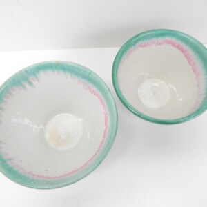 Vintage Drip Pottery Bowls...pair of 2 Matching Bowls...aqua Blue ...