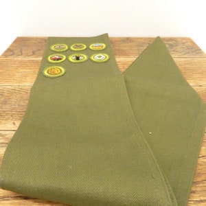 1960s Scouting Sash...army Green Boy Scout Sash...includes 7 Badges ...