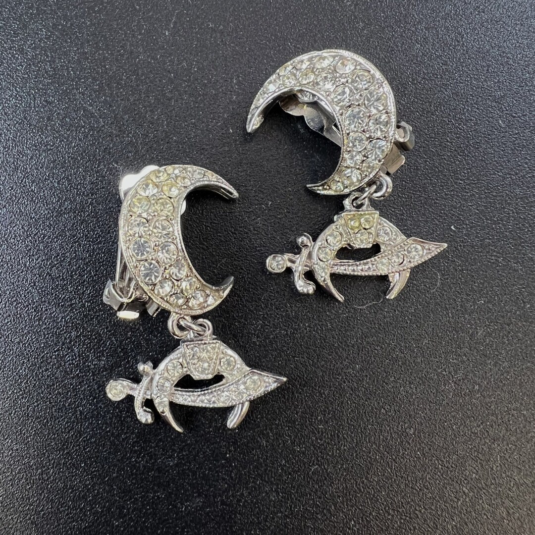 Vintage Signed ORA Moon and Scimitar Clip on Earrings - Etsy UK