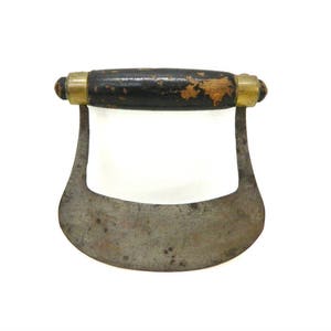 Vintage Wood Handled Food Chopper ... Mincer .. .scraper Tool ... Black ...