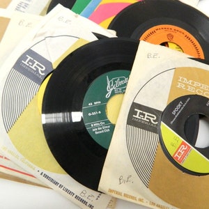 1960s 45 Record LOT & Case...46 Records...green Carrying Storage Case ...