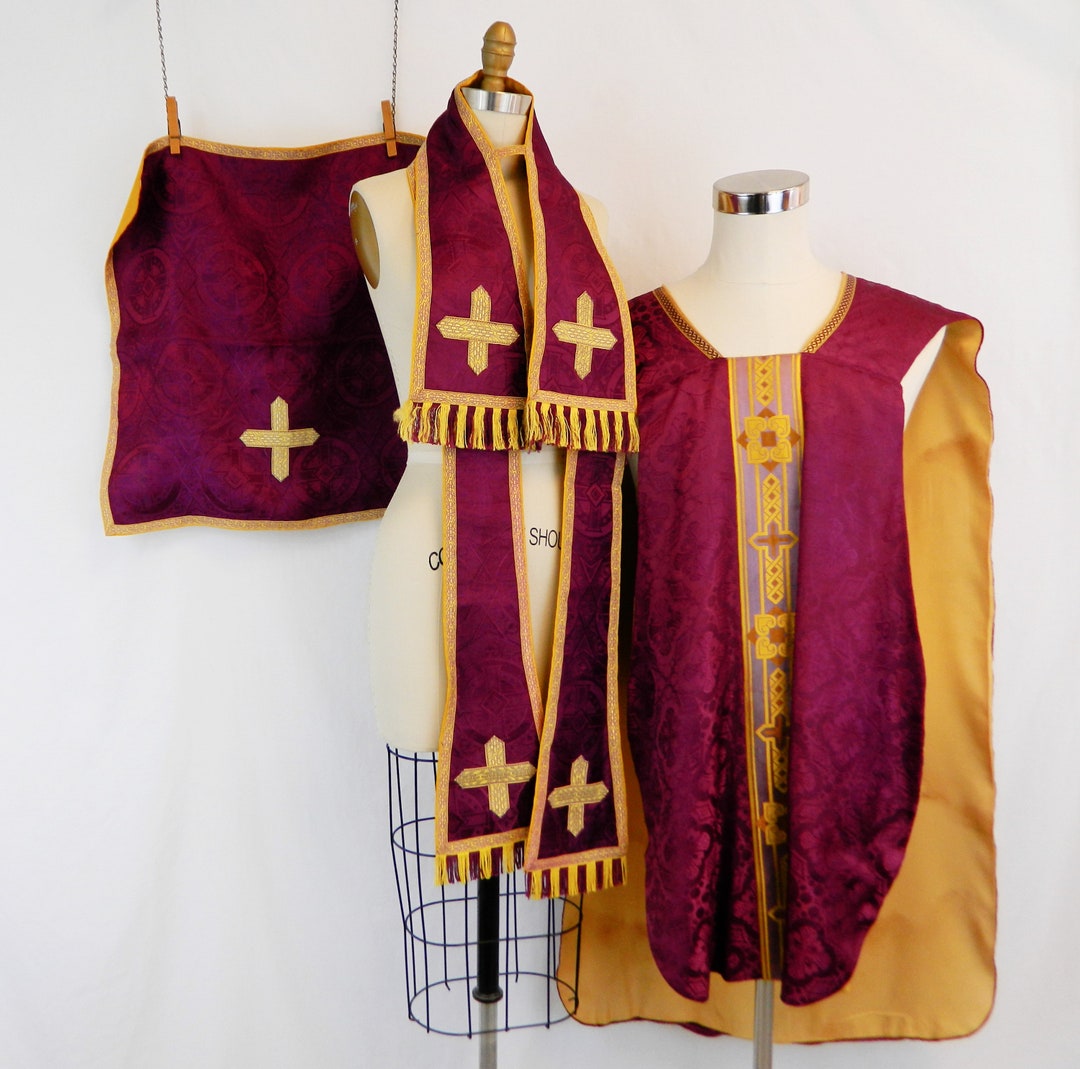 RESERVED .... Vintage Priest Vestments ... 1950s E M Lohman Co Purple ...
