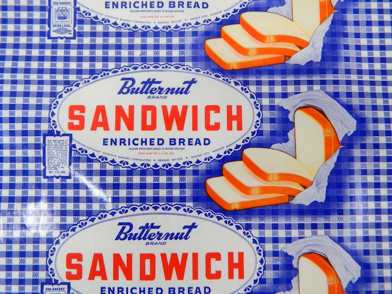 Vintage Mid-century Butternut Sandwich Bread Wrapper ... Waxed | Etsy