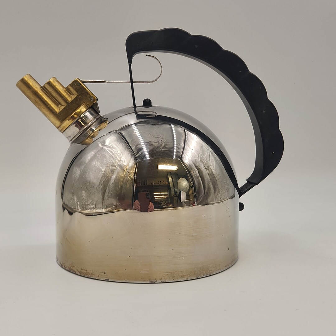 Vintage 1980's Richard Sapper Alessi 9091 Chrome Brass Copper Whistling ...