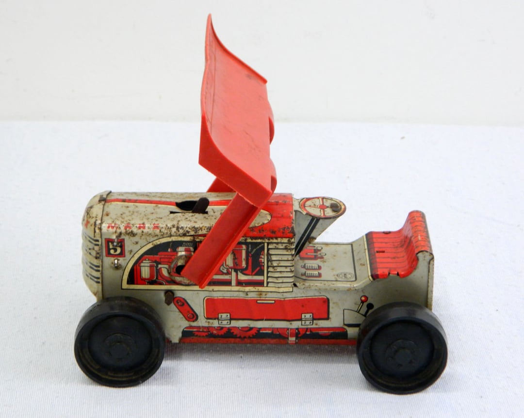 Marx Tin Wind-up Tractor With Blade ... Vintage Toy ... Metal Wind-up ...