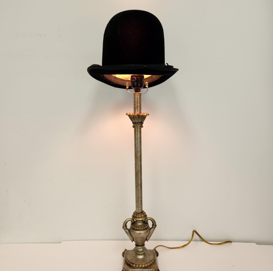 Black Velvet Derby Hat Lamp Shades Estate Sale Find Eclectic Home Decor ...